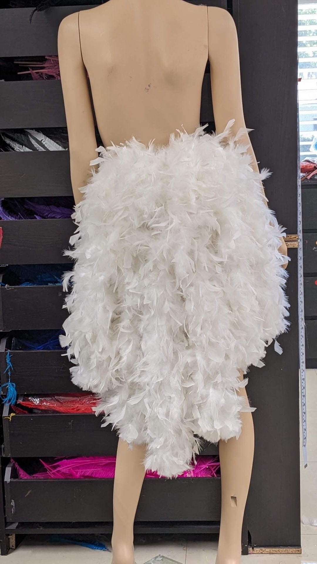 Feather Tail Fan Bustle: Showgirl Burlesque Costume With Satin Ribbon ...