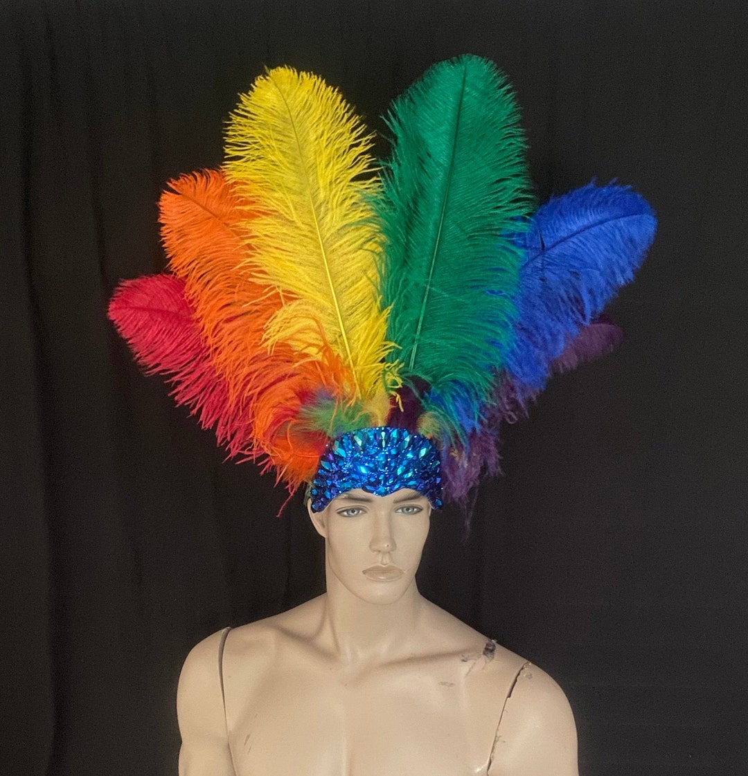 Medium Size Ostrich Feather Headdress Headpiece - Etsy