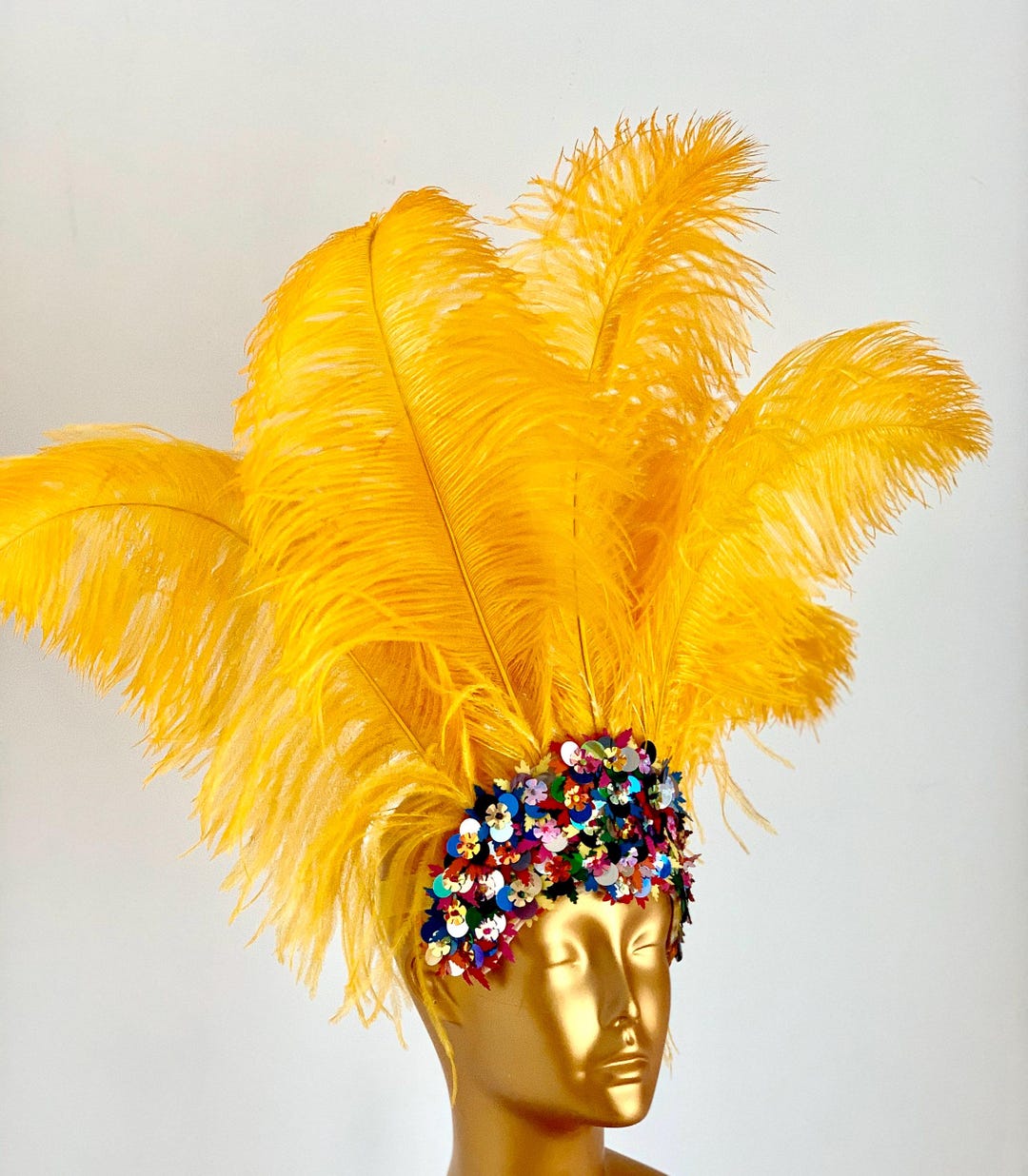 Open Face Ostrich Feather Multi Color Crown - Etsy