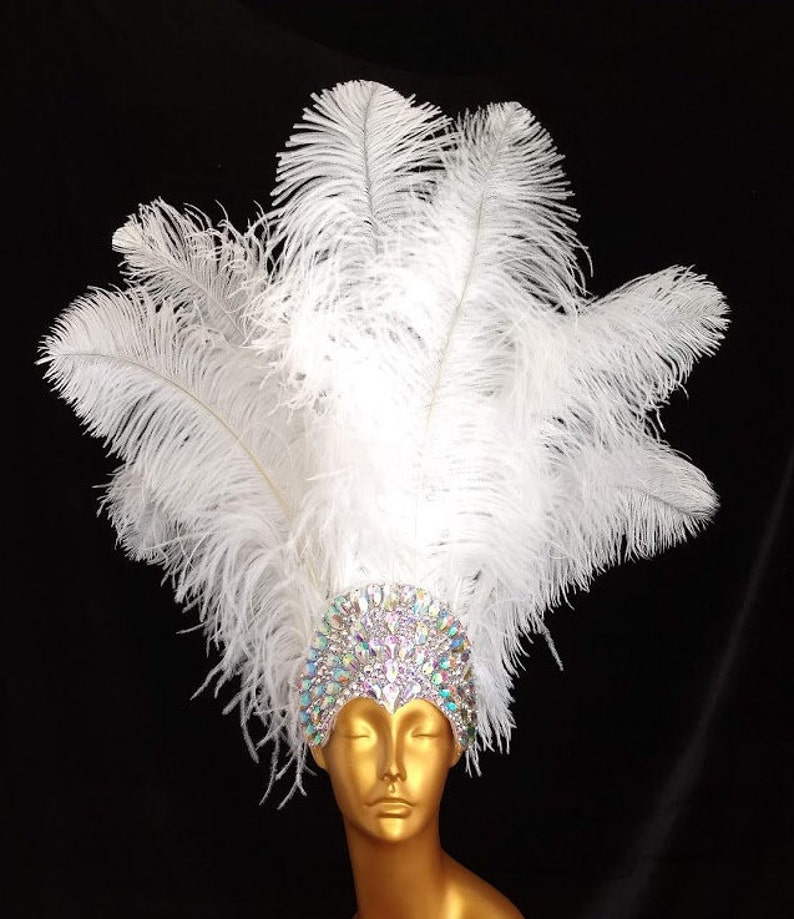 NEW Headdress Feather Ostrich Headdress Gold Silver or Multi - Etsy