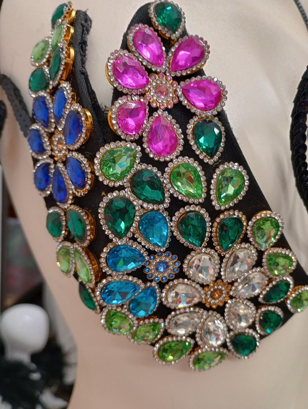 Bra Iridescent Crystal Multi Color Bra Samba Carnival Jeweled Brassiere ...