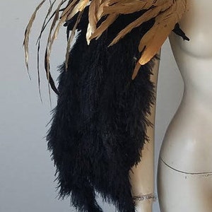 Gold and Black Feather Epaulet Epaulette Shoulder Piece Wings Ostrich ...