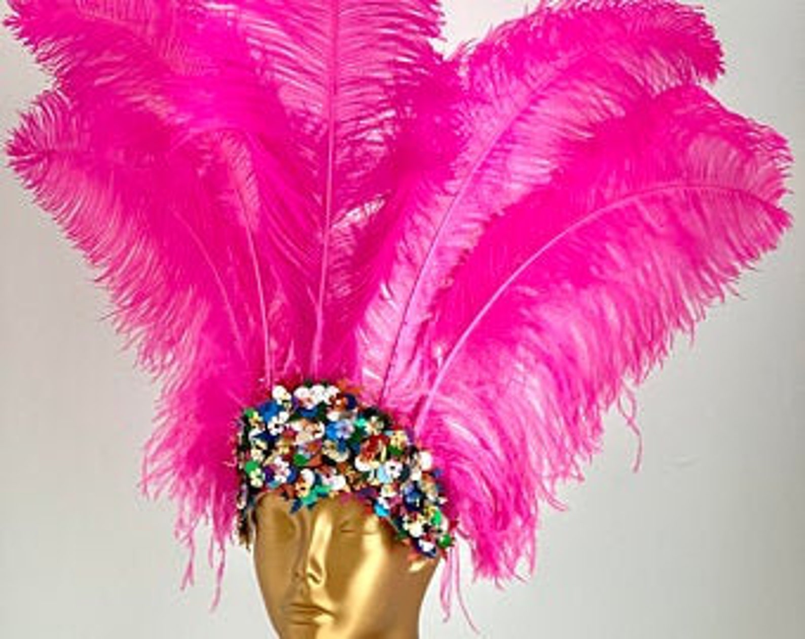 Headdress Headpiece Ostrich Carnival Costume Feather Medium Size ...