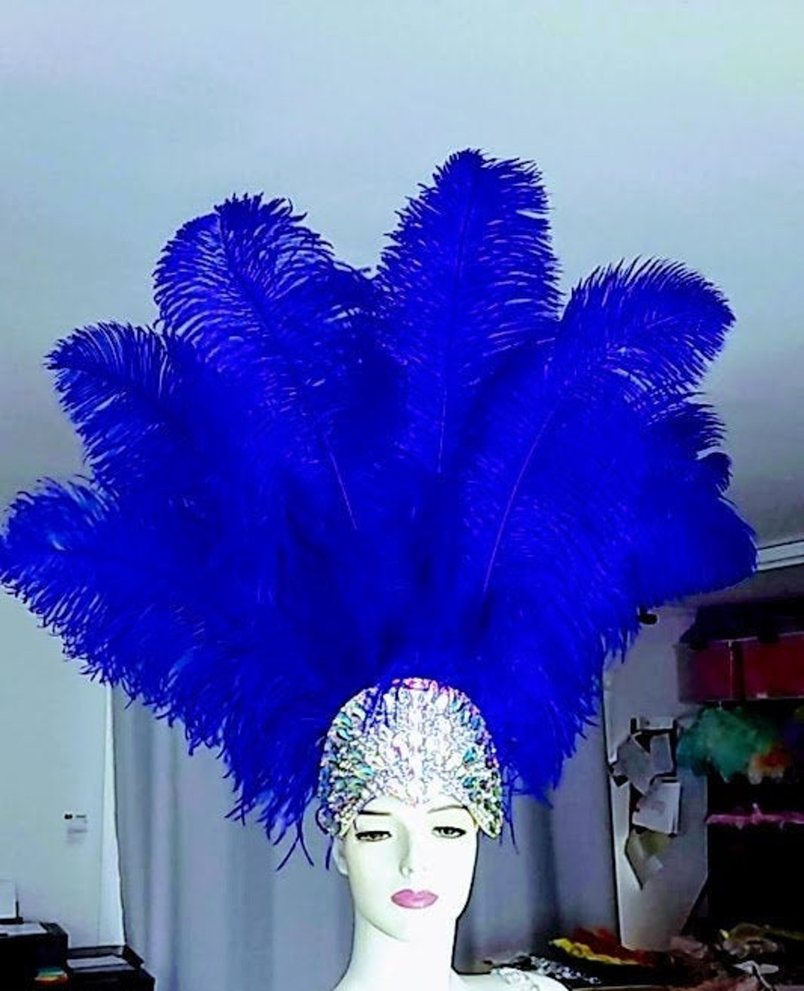 NEW Headdress Feather Ostrich Headdress Gold Silver or Multi - Etsy