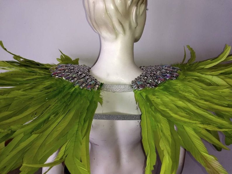 Large Epaulet Shoulder Made in USA Piece Angel Wings Feather Cocktail ...