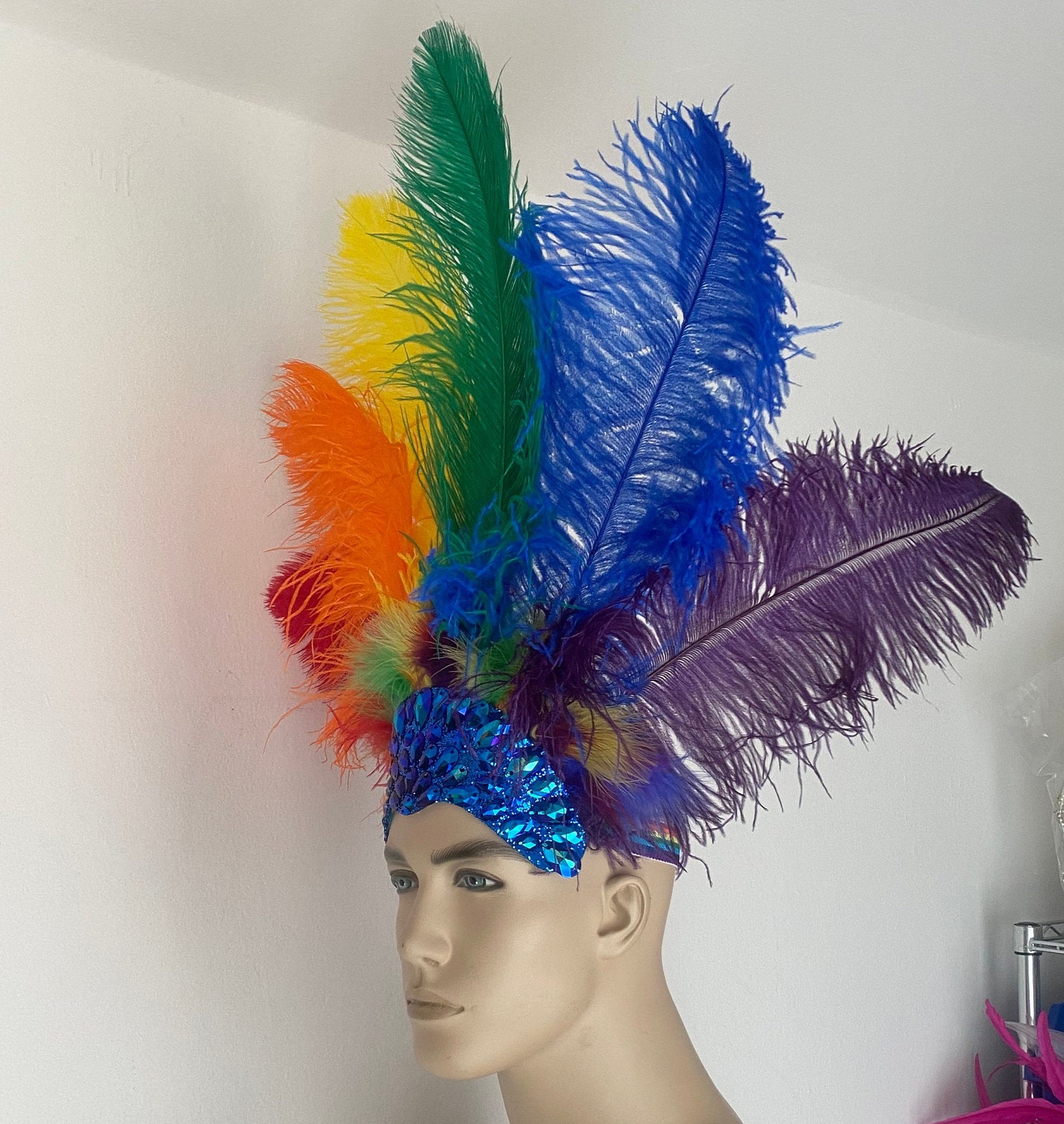 Medium Size Ostrich Feather Headdress Headpiece - Etsy