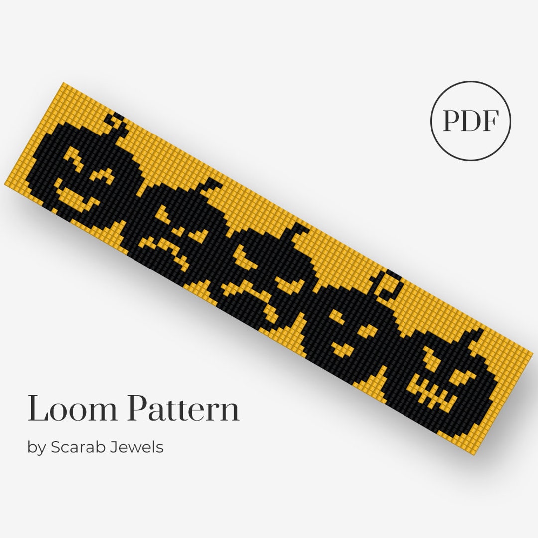 Halloween Pumpkins Pattern | Loom Beading Bracelet | Cuff Bead Pattern ...