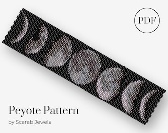 Moon Phases Pattern Loom Beading Bracelet Cuff Bead - Etsy