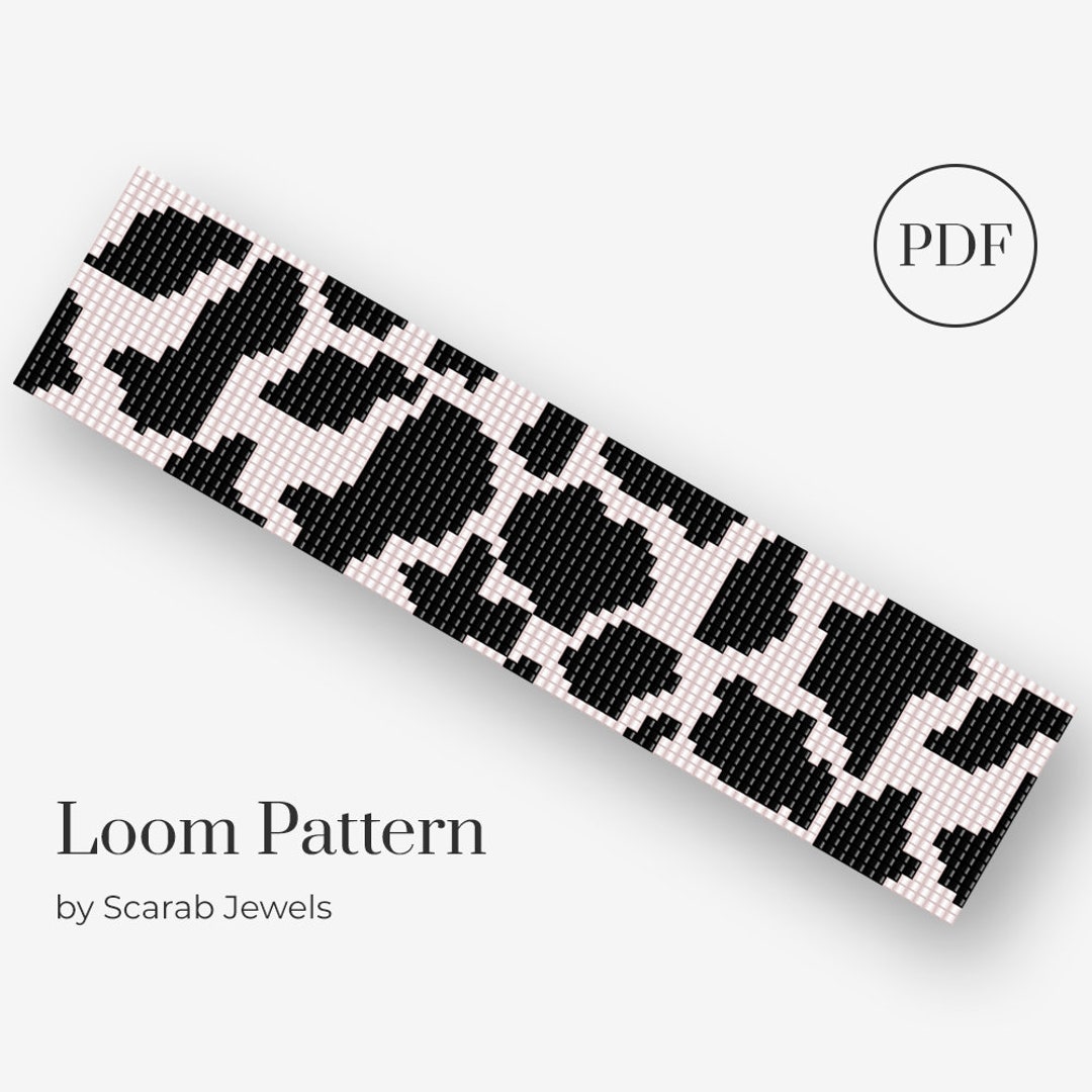 Cow Print Pattern | Loom Beading Bracelet | Cuff Bead Pattern | Miyuki ...