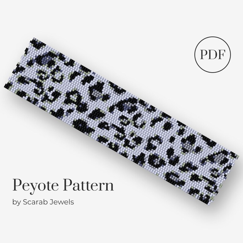 Snow Leopard Pattern | Peyote Beading Bracelet | Cuff Bead Pattern ...