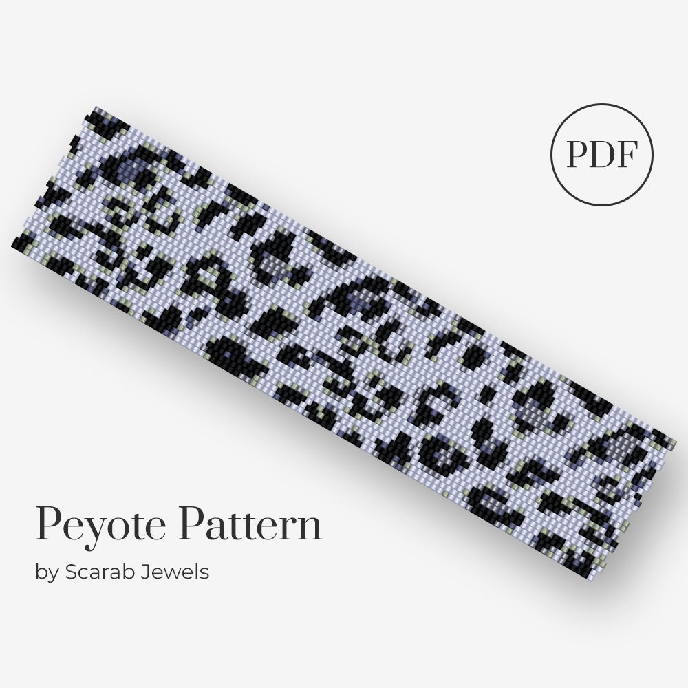 Snow Leopard Pattern Peyote Beading Bracelet Cuff Bead - Etsy UK