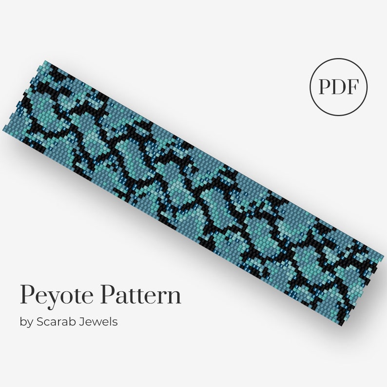 Blue Snakeskin Pattern Peyote Beading Bracelet Cuff Bead - Etsy