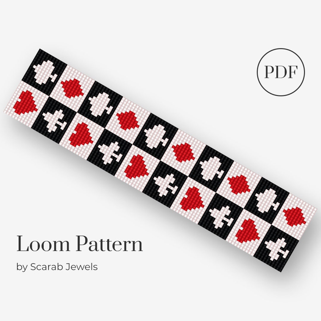 Playing Card Suits Pattern | Loom Beading Bracelet | Cuff Bead Pattern ...