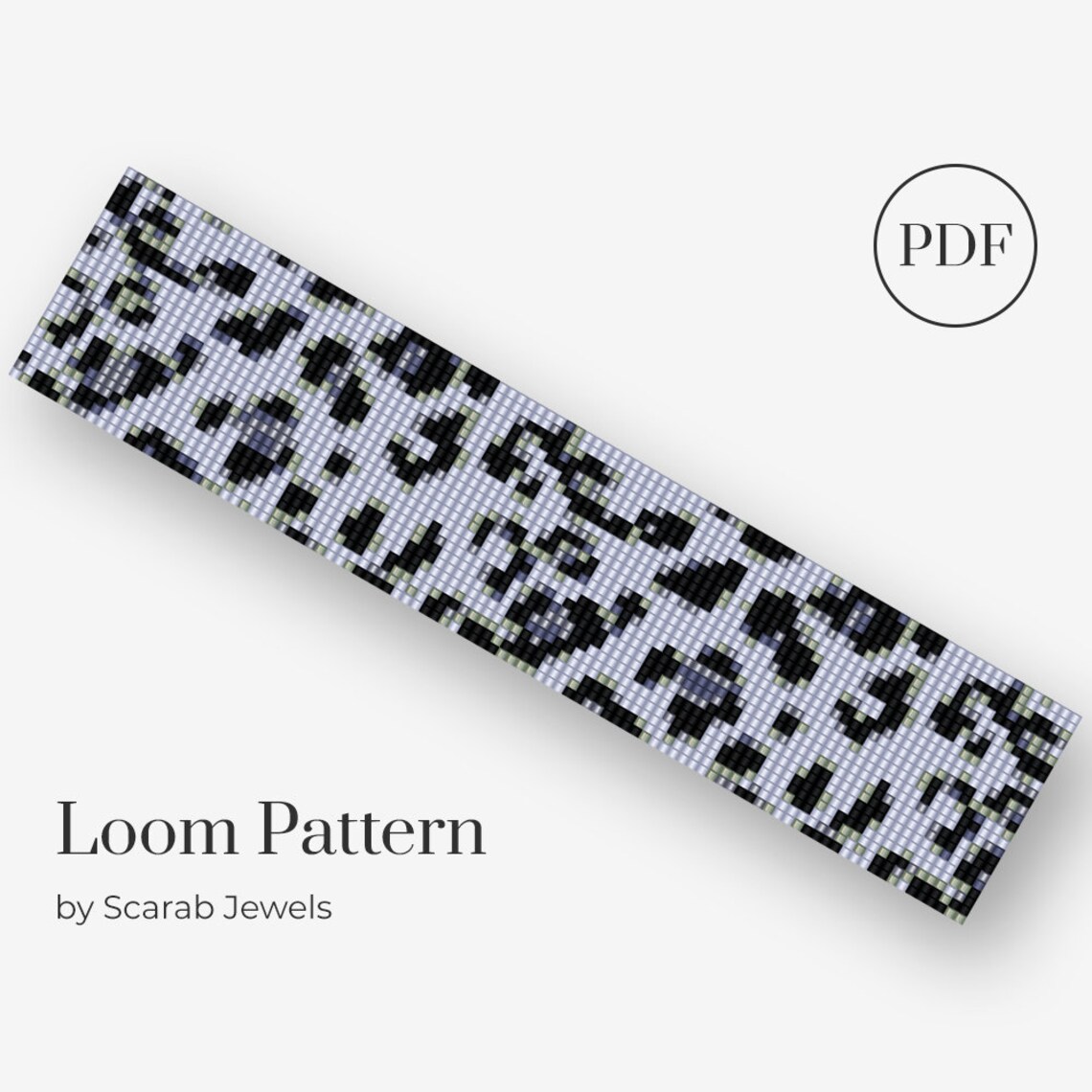 Snow Leopard Pattern | Loom Beading Bracelet | Cuff Bead Pattern ...