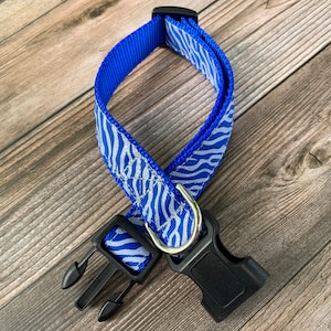 Tiger Print Dog Collar Medium and Large Adjustable Size Blue - Etsy