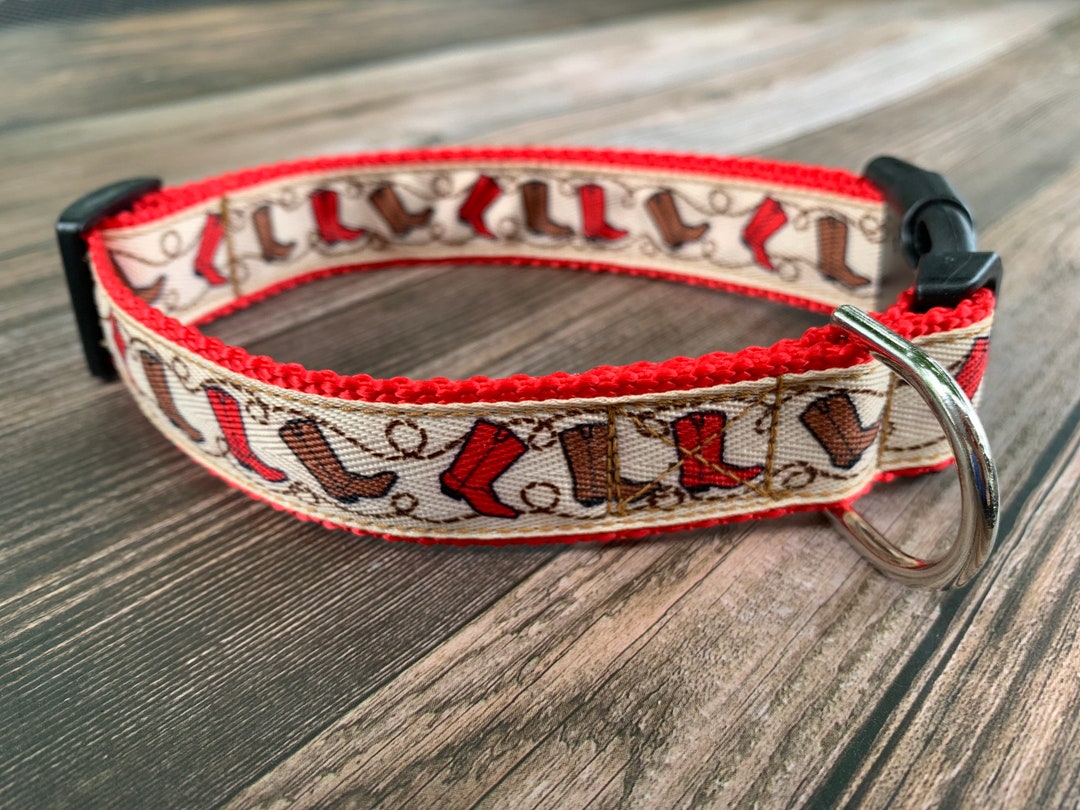 Cowboy Boots Dog Collar, Medium and Large Adjustable Size, Rodeo Dog ...