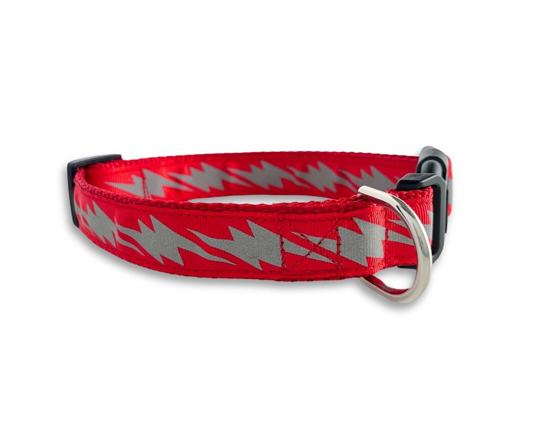 Lightning Bolt Dog Collar, Large Adjustable Size, Blue, Red, Yellow ...