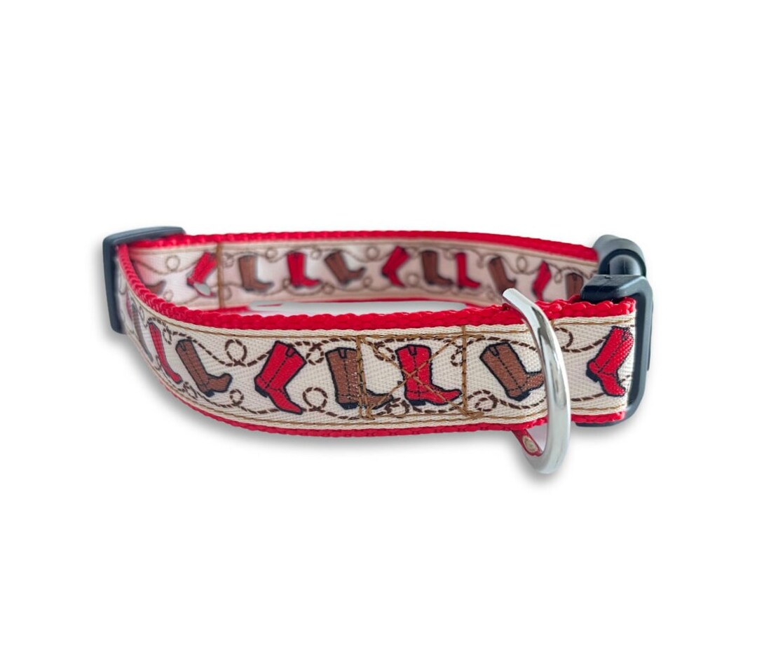 Cowboy Boots Dog Collar, Medium and Large Adjustable Size, Rodeo Dog ...