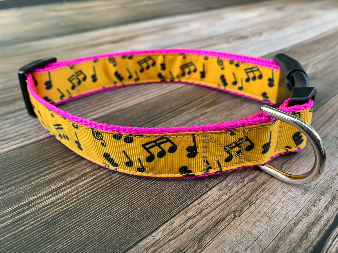 Mustard Yellow Music Note Dog Collar Medium & Large - Etsy
