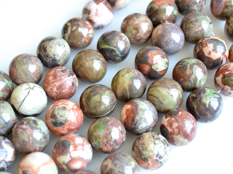 10pc Mountain Jasper Gemstone Beads Natural Color Round Shape | Etsy