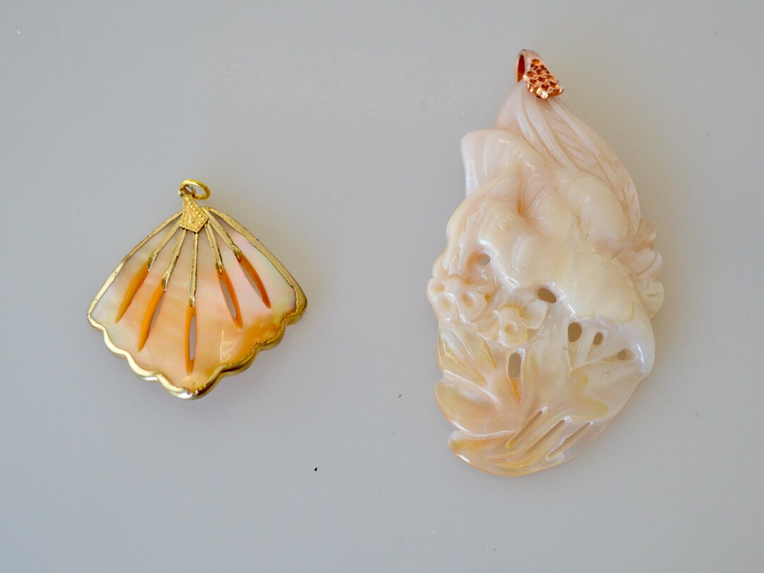 Mother of Pearl Shell Natural Pink Color Hand Carved Pendant Designed ...