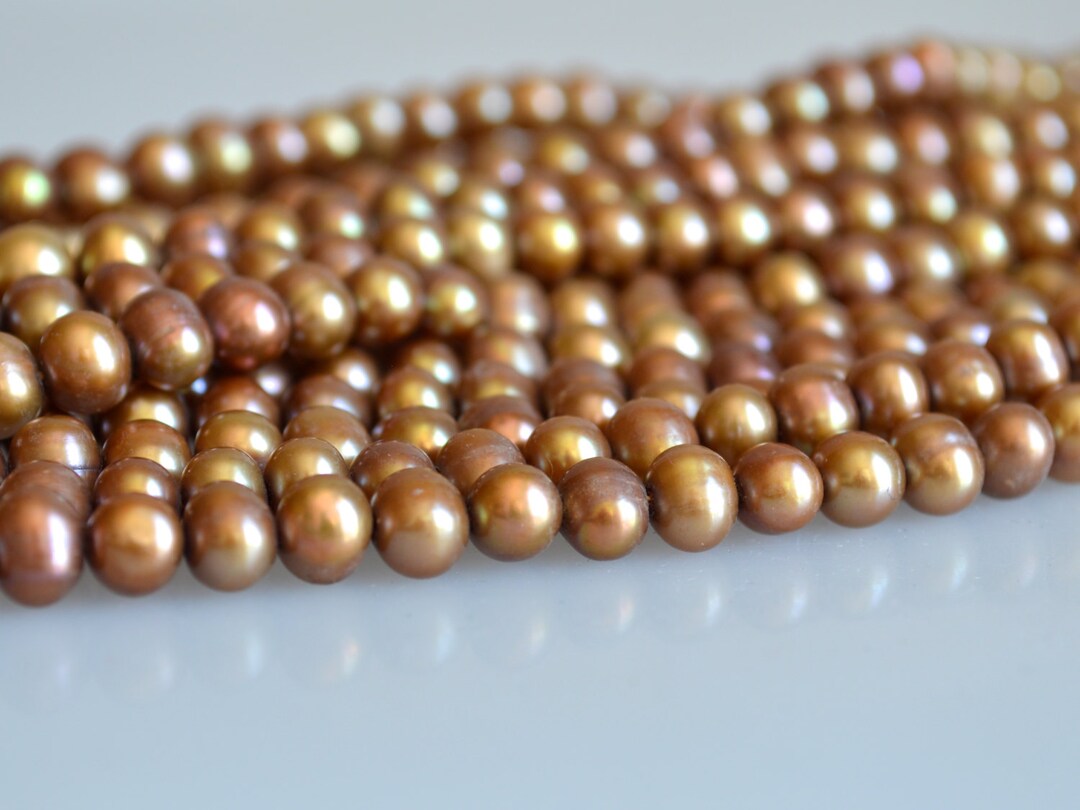A Freshwater Pearl Beads Potato Shape Metallic Gold/brownish Color Size ...