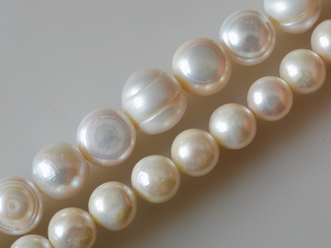 Large Hole Freshwater Pearl Round and off Round Shape White Color 10pc ...