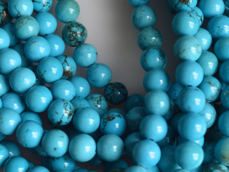 Bright Blue Turquoise Color Gemstone Magnesite Beads Round Shape Size ...