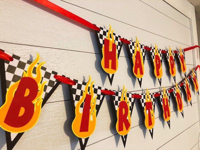 Race car birthday banner racing theme birthday Race car | Etsy
