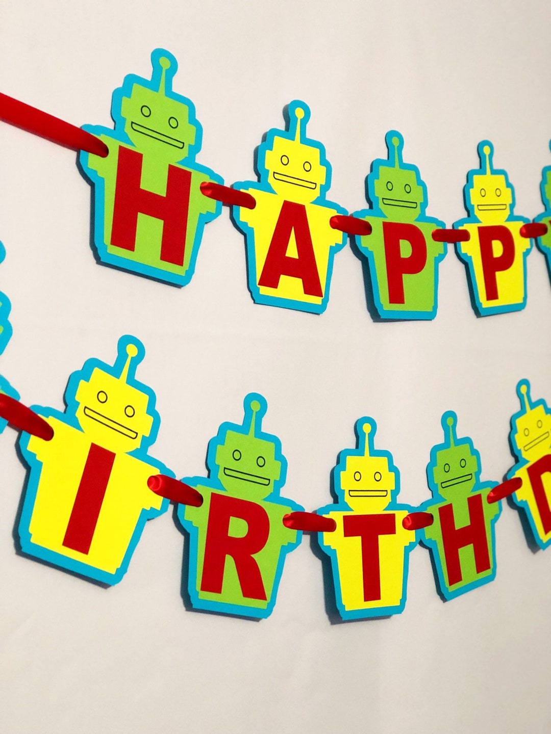 Robot Party Decorations, Robot Birthday Banner, Happy Birthday Banner ...