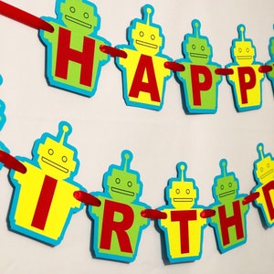 Robot Party Decorations, Robot Birthday Banner, Happy Birthday Banner ...