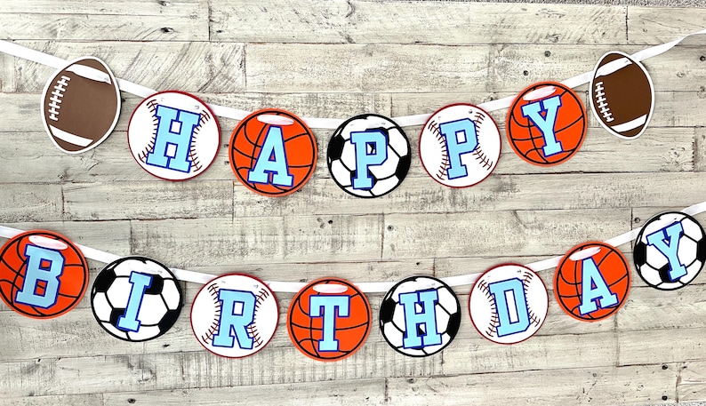 Sports Birthday Banner: Football, Soccer, Baseball, Basketball Party - Etsy