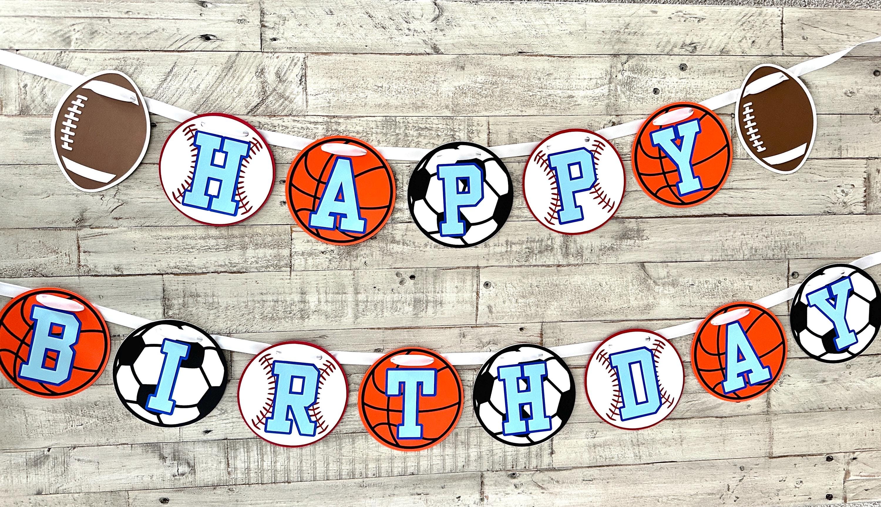 Sports Birthday Banner: Football, Soccer, Baseball, Basketball Party - Etsy
