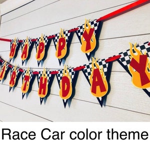 Race Car Birthday Banner, Racing Theme Birthday, Race Car Party ...