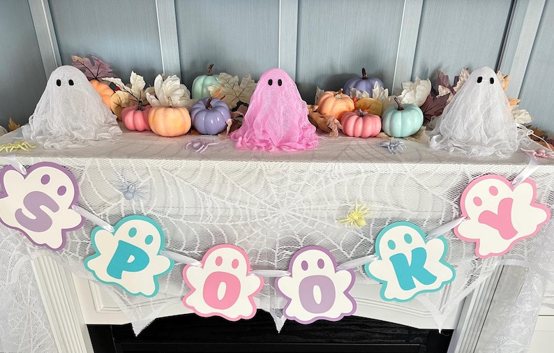 Pastel Ghost Banner: Spooky Halloween Cardstock Decor - Etsy