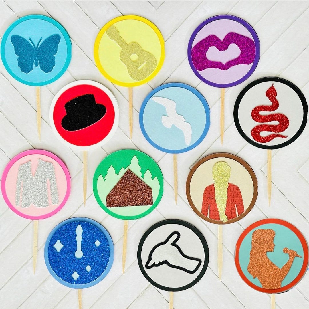 Tour of Era's Cupcake Toppers: Singer Album Party Decorations (set of ...