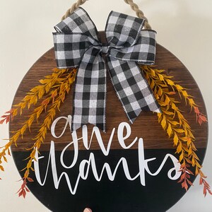 Thanksgiving Door Hanging, Give Thanks Wreath, Wood Wreath, Holiday ...