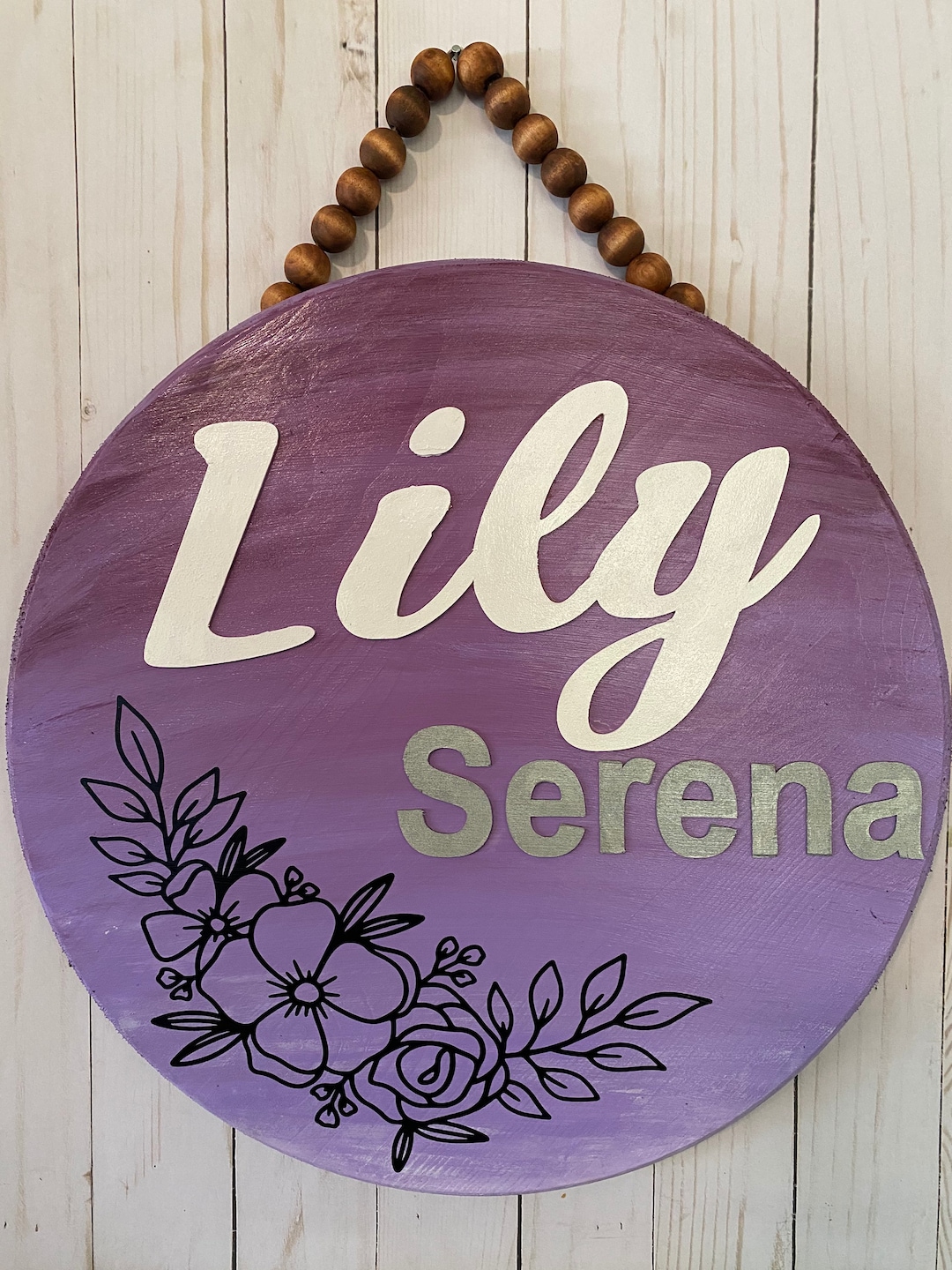 Nursery Name Hanging, Wood Name Sign, Wood Wreath, Nursery Wall Hanging ...