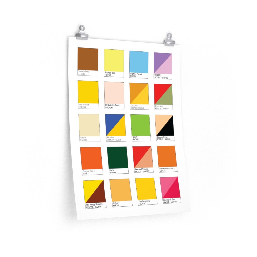 90s Cartoon Characters Color Swatches TV Shows Nickelodeon 2000s Matte ...