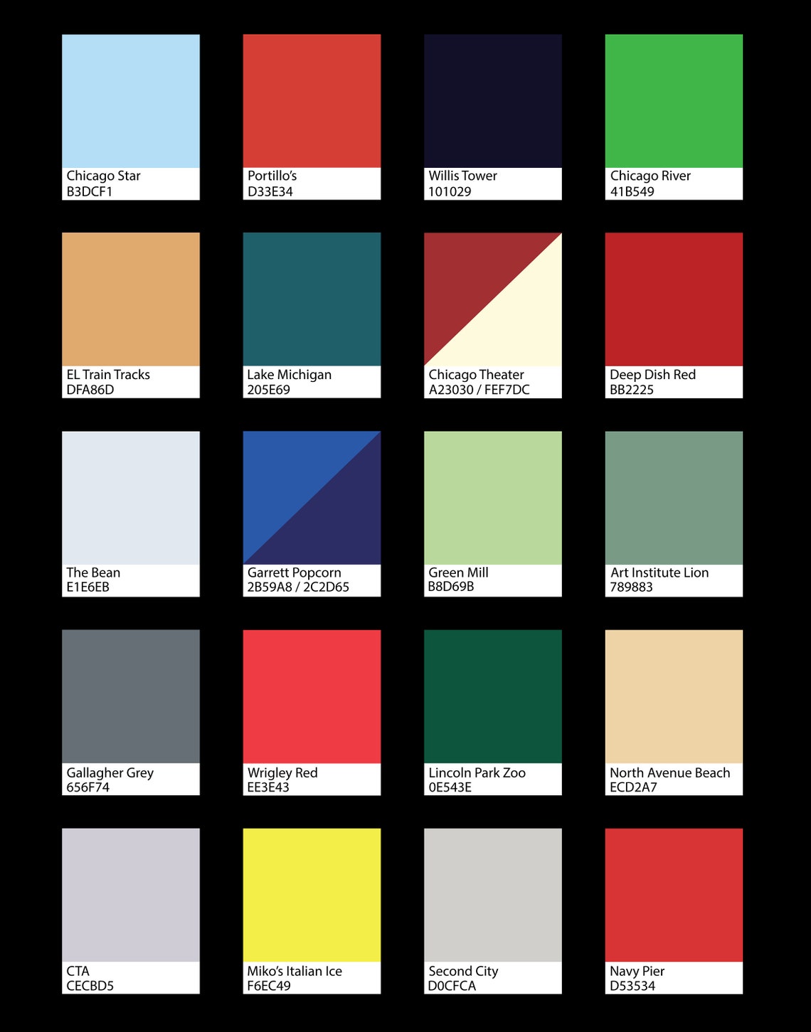 Chicago Paint Swatches Illinois City Couleurs Affiches mates - Etsy France