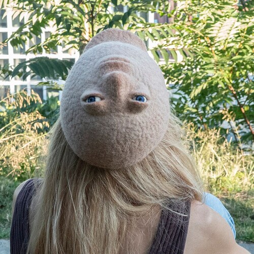 Hat With Human Face Wearable Art One of a Kind Design Felt - Etsy