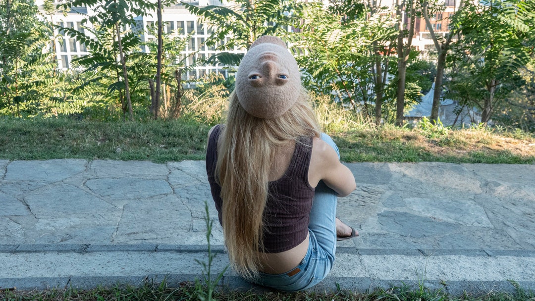 Hat With Human Face, Wearable Art, One of a Kind Design, Felt Baseball ...