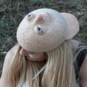 Hat With Human Face, Wearable Art, One of a Kind Design, Felt Baseball ...