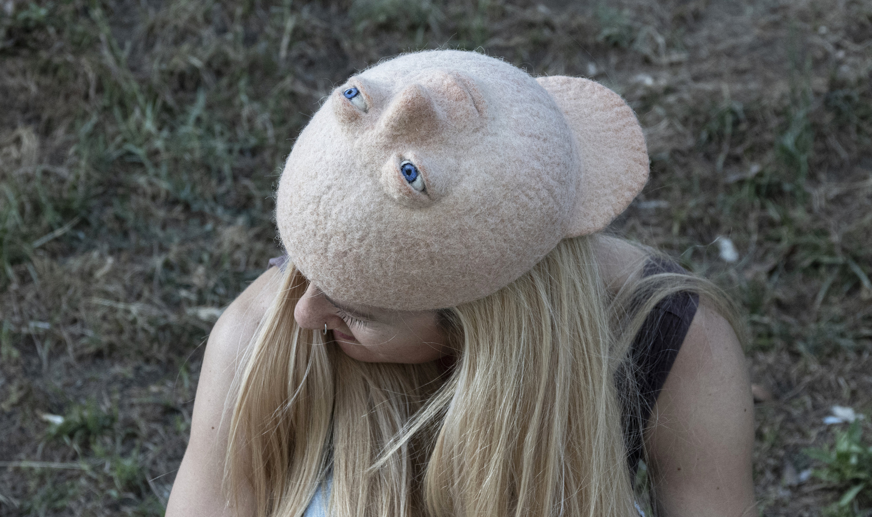 Hat With Human Face Wearable Art One of a Kind Design Felt - Etsy