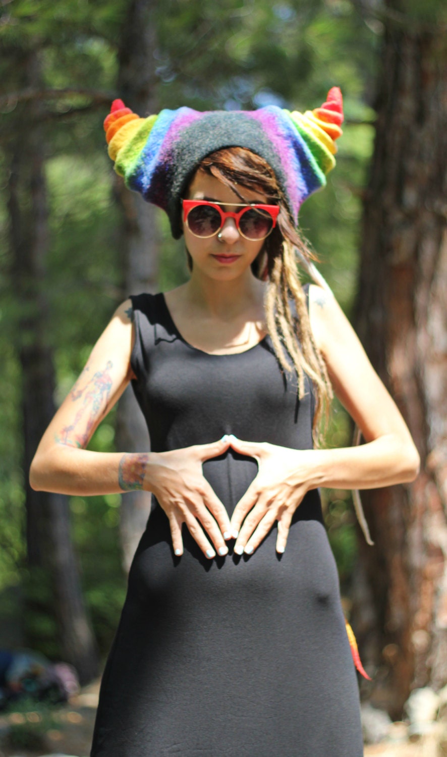 Rainbow Horn Faun Hat Fantasy Unique Costume Colorful Rave - Etsy