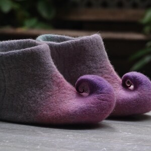 Curled Toe Felt Slippers, Whimsical Design Unique House Shoes, Nature ...