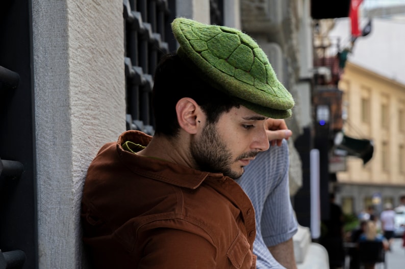 Handmade Turtle Shell Hat Green Felt Nature Inspired Hat - Etsy