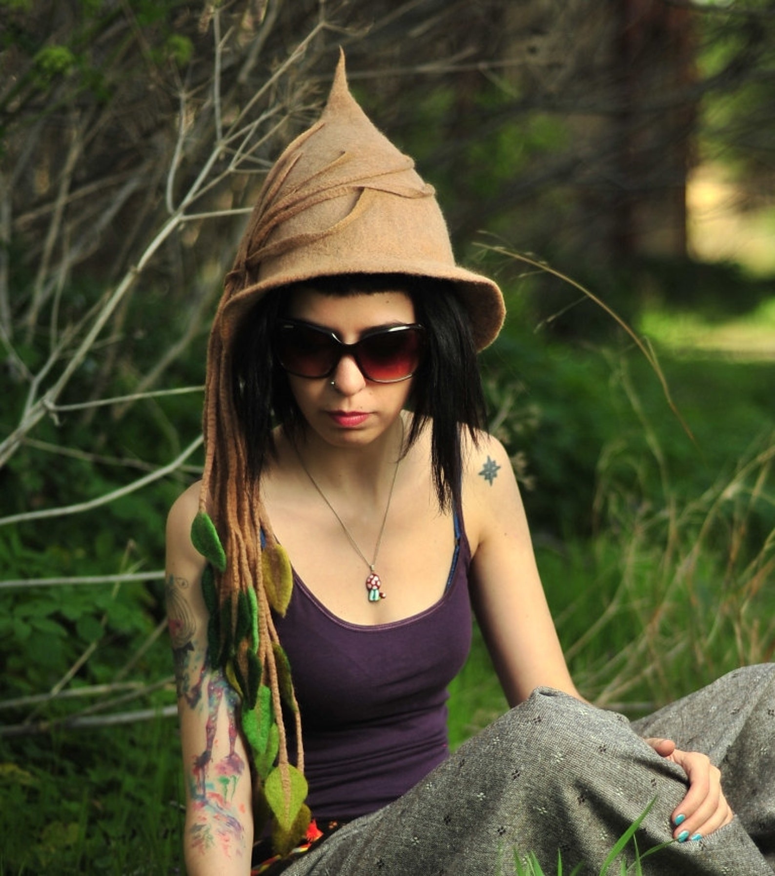 Nature Wizard Hat With Leaves Leafy Hat Elf Hat Sorcerer Hat - Etsy