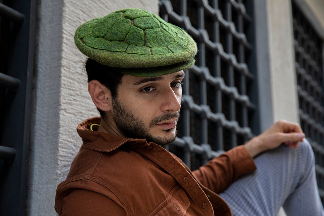 Handmade Turtle Shell Hat , Green Felt Nature Inspired Hat, Wearable ...