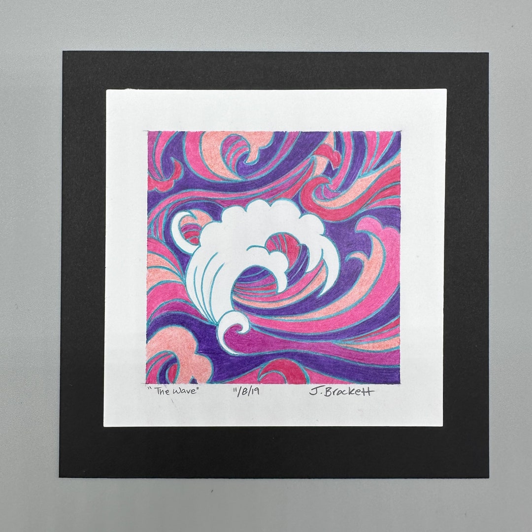 The Wave, Colored Pencil Drawing, Original Art, Small Art - Etsy
